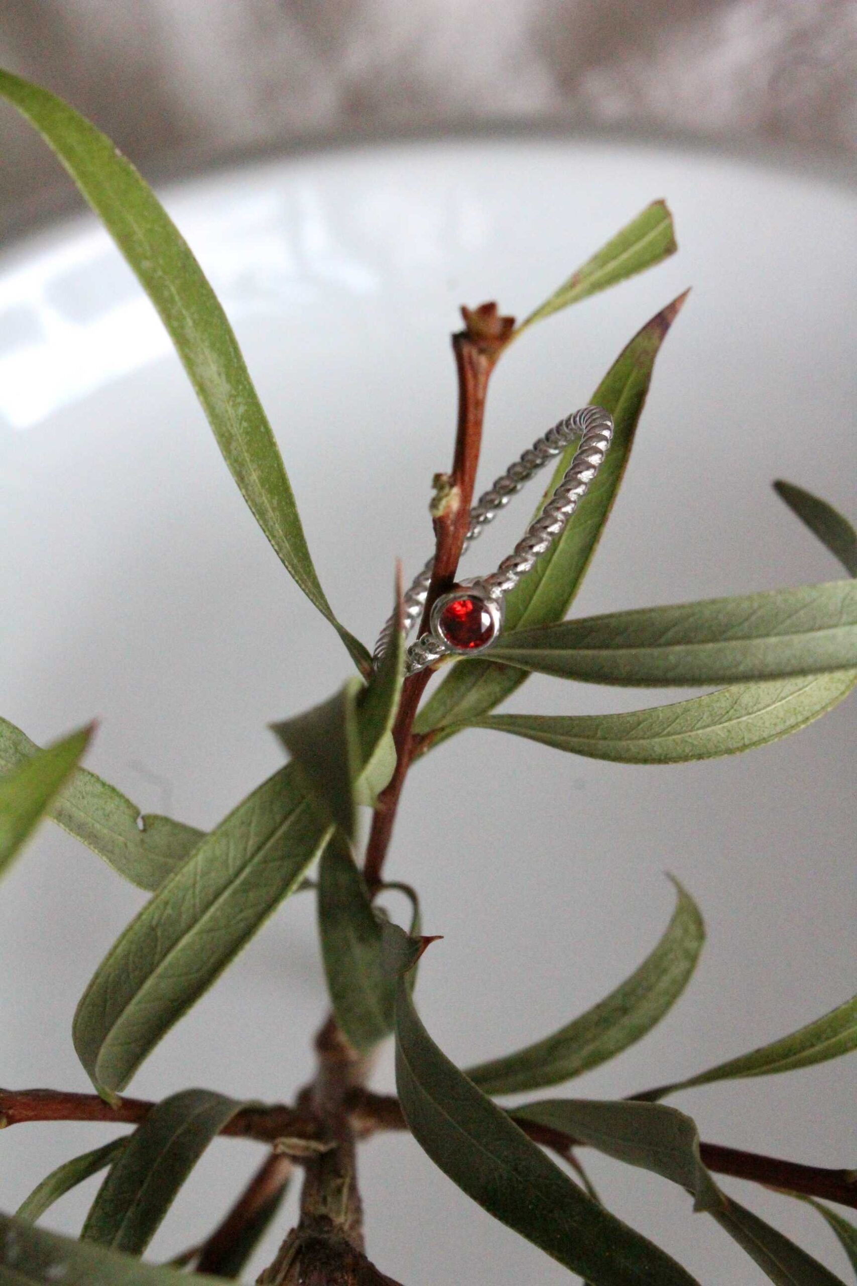 Red Stone Ring - Silver Keeper
